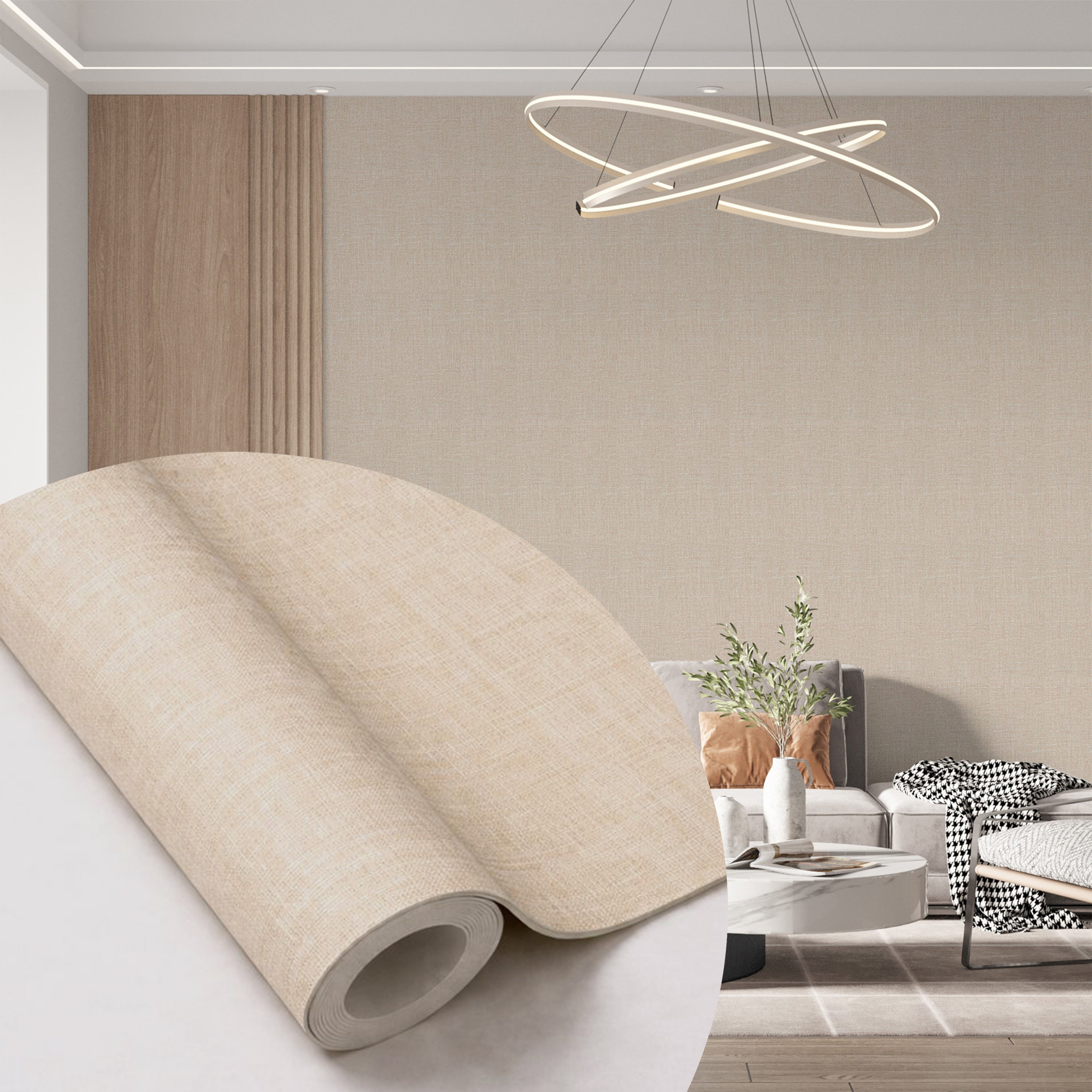 Peel & Stick Fabric Textured Wallpaper Roll - 3D Foam Decorative Wall