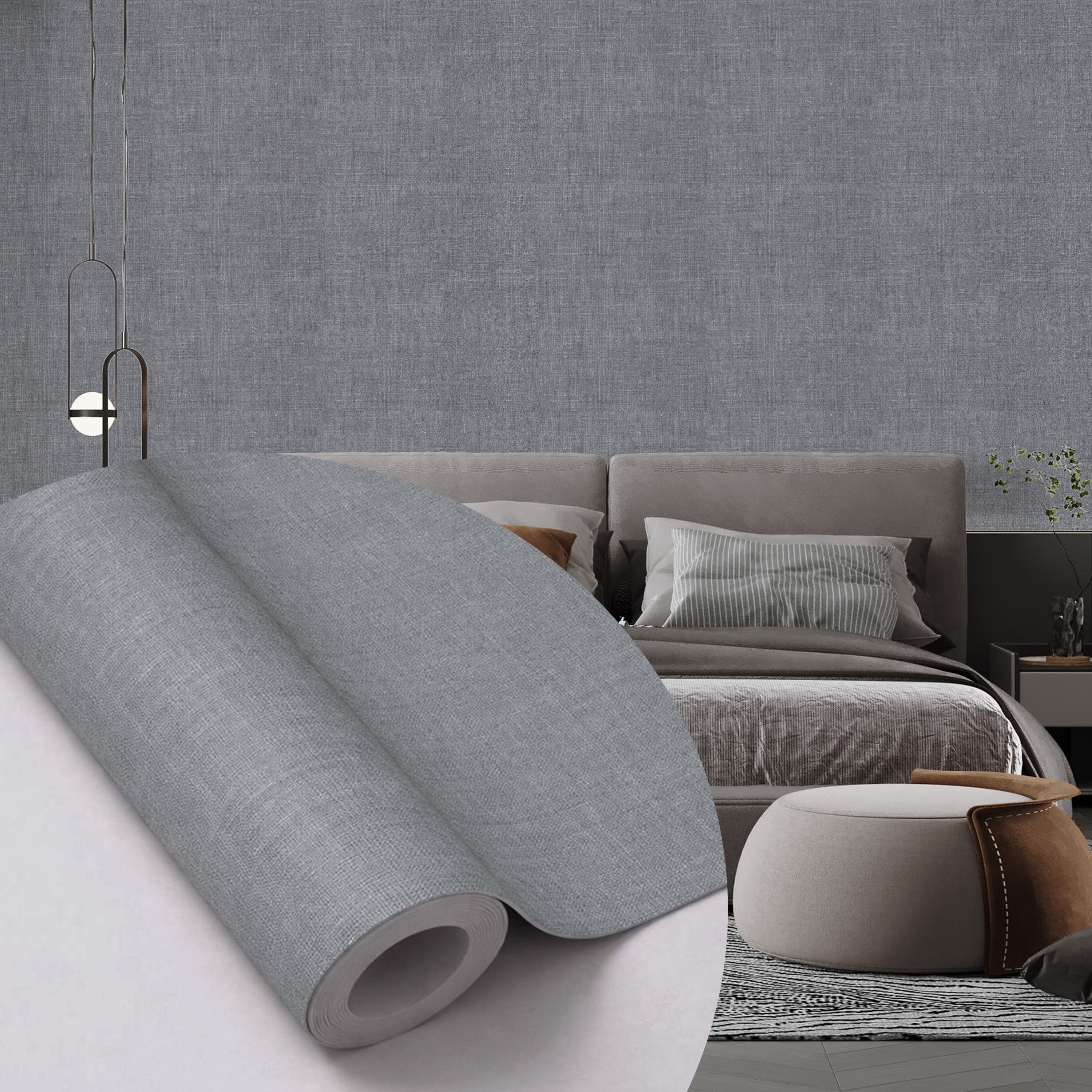 Peel & Stick Fabric Textured Wallpaper Roll - 3D Foam Decorative Wall
