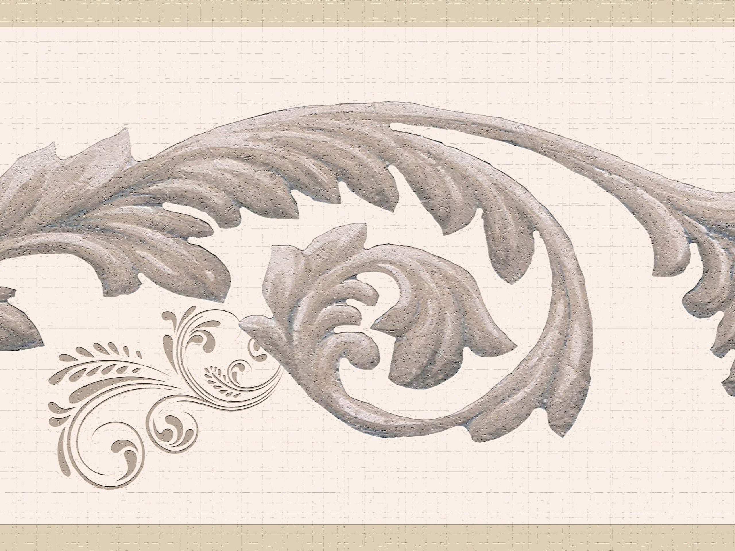 Peel and Stick Wallpaper Border - Damask Grey Brown Vines Scrolls Wall