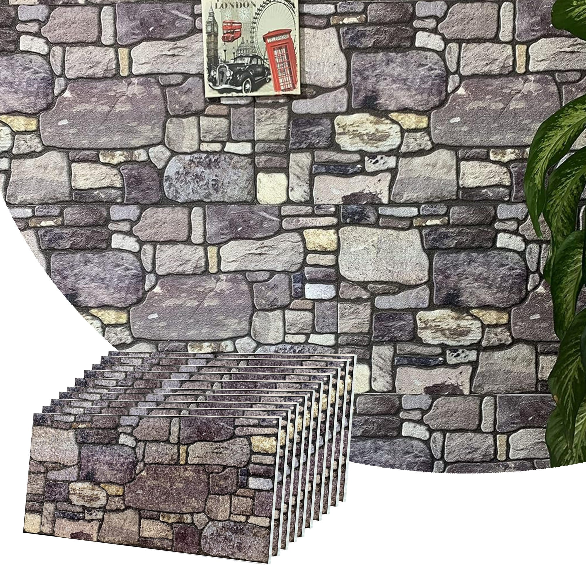 Styrofoam 3D Wall Panels, Stone Texture, 3.33 ft x 1.66 ft, Glue-on, W