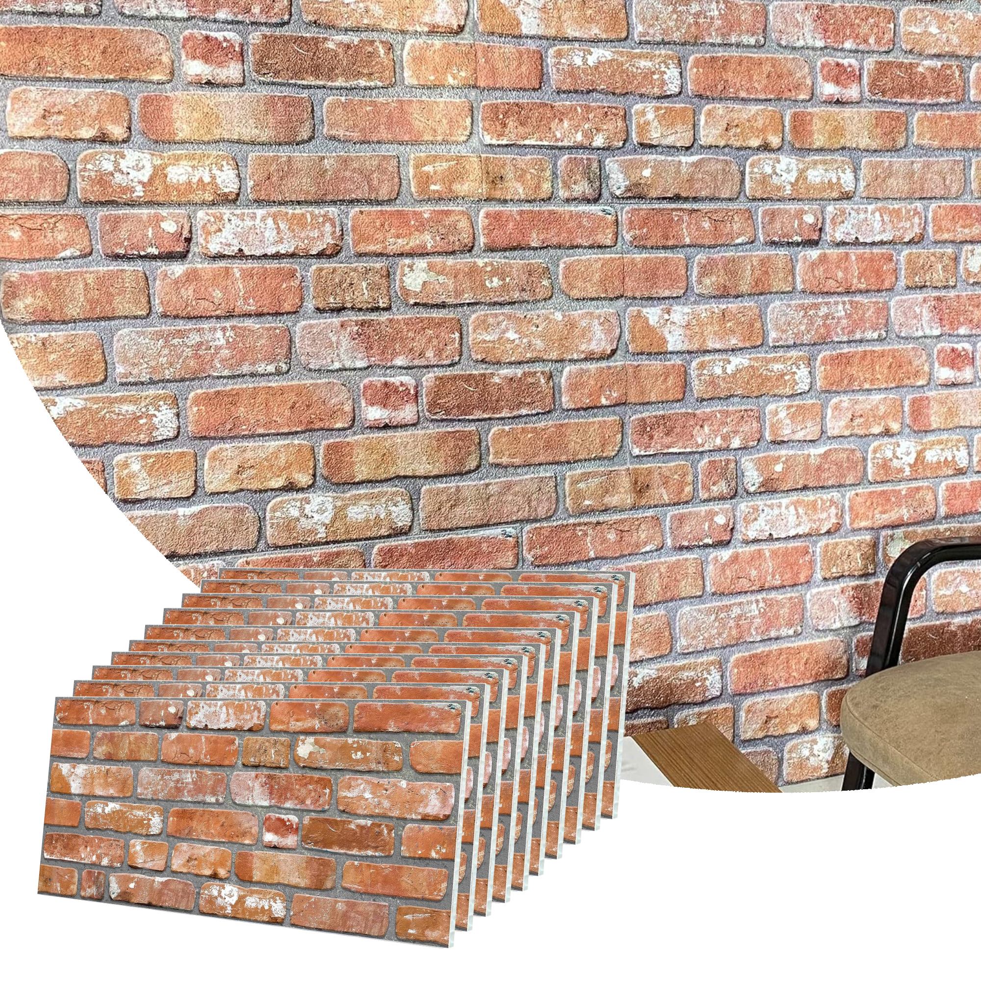 Dundee Deco 3D Wall Panels Brick Effect - Cladding, Red Orange Stone ...
