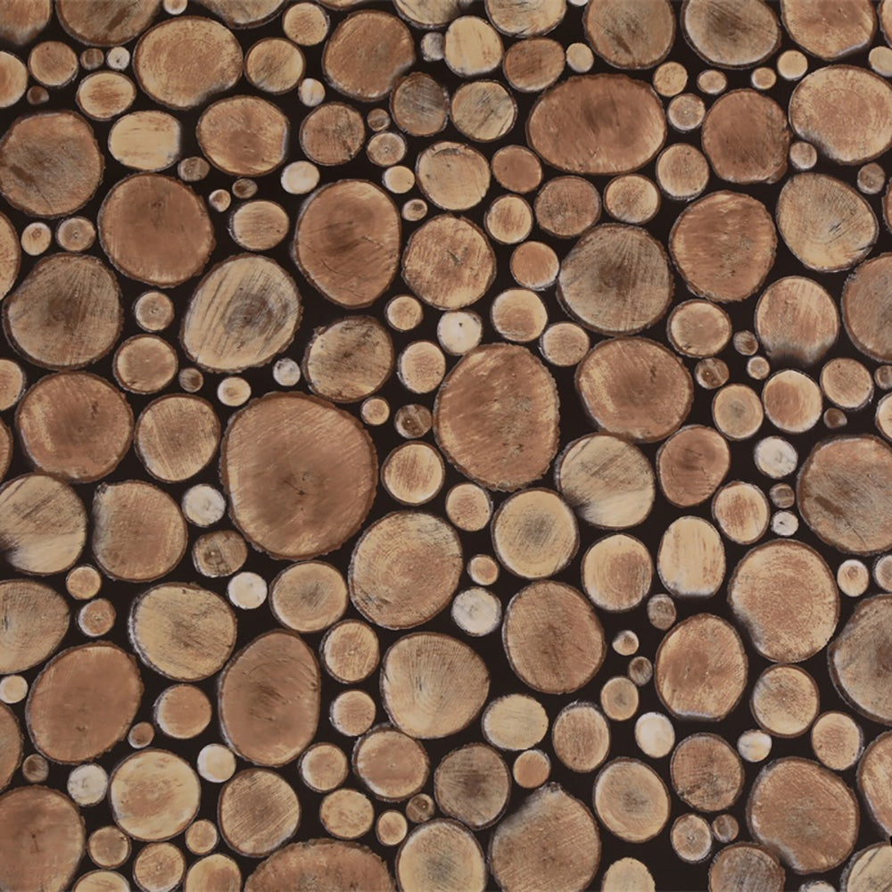 Distressed Wood Brown, Beige Cut Logs Peel and Stick Self Adhesive ...